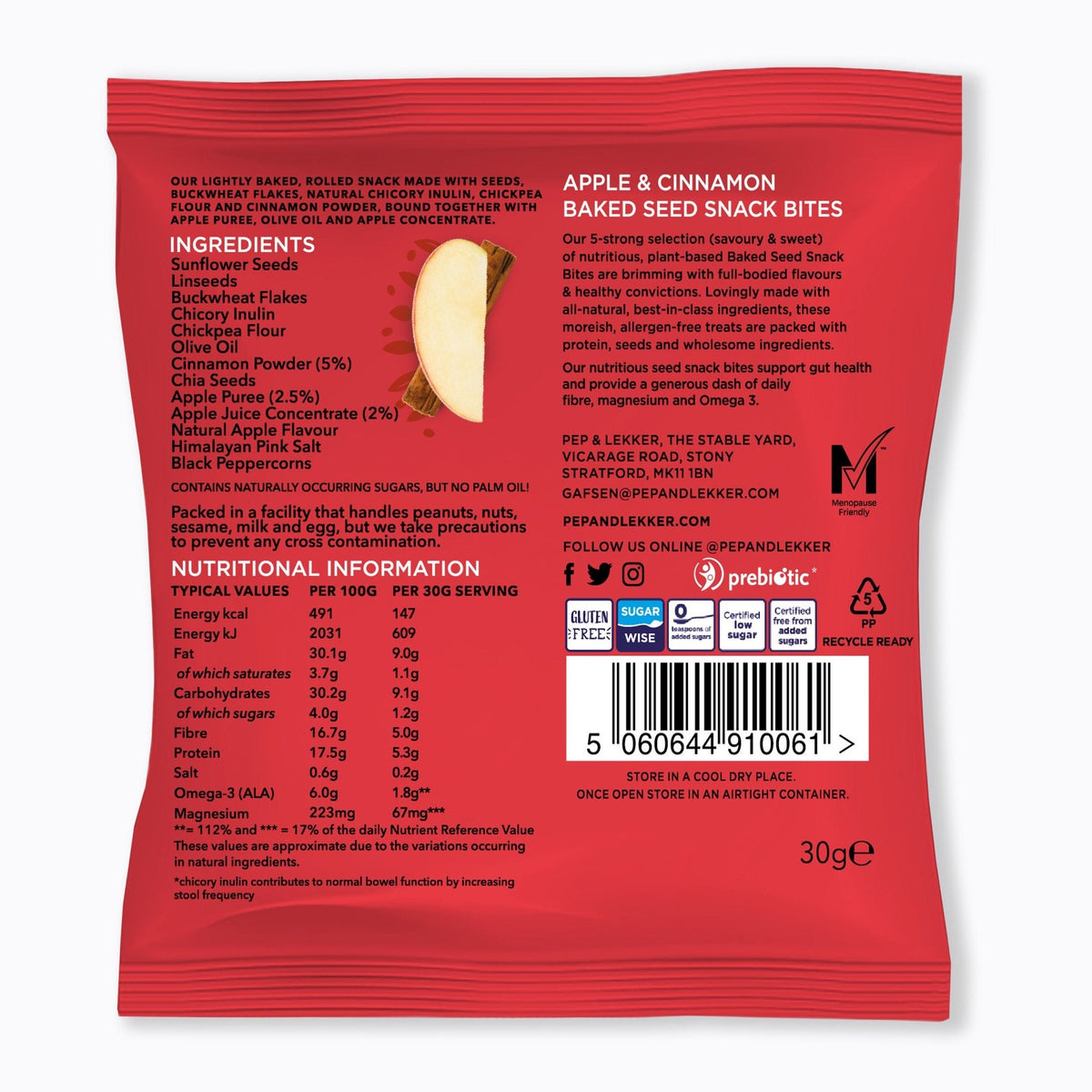 PEP & LEKKER - Apple & Cinnamon Seed Snack 30g – Little Green Basket