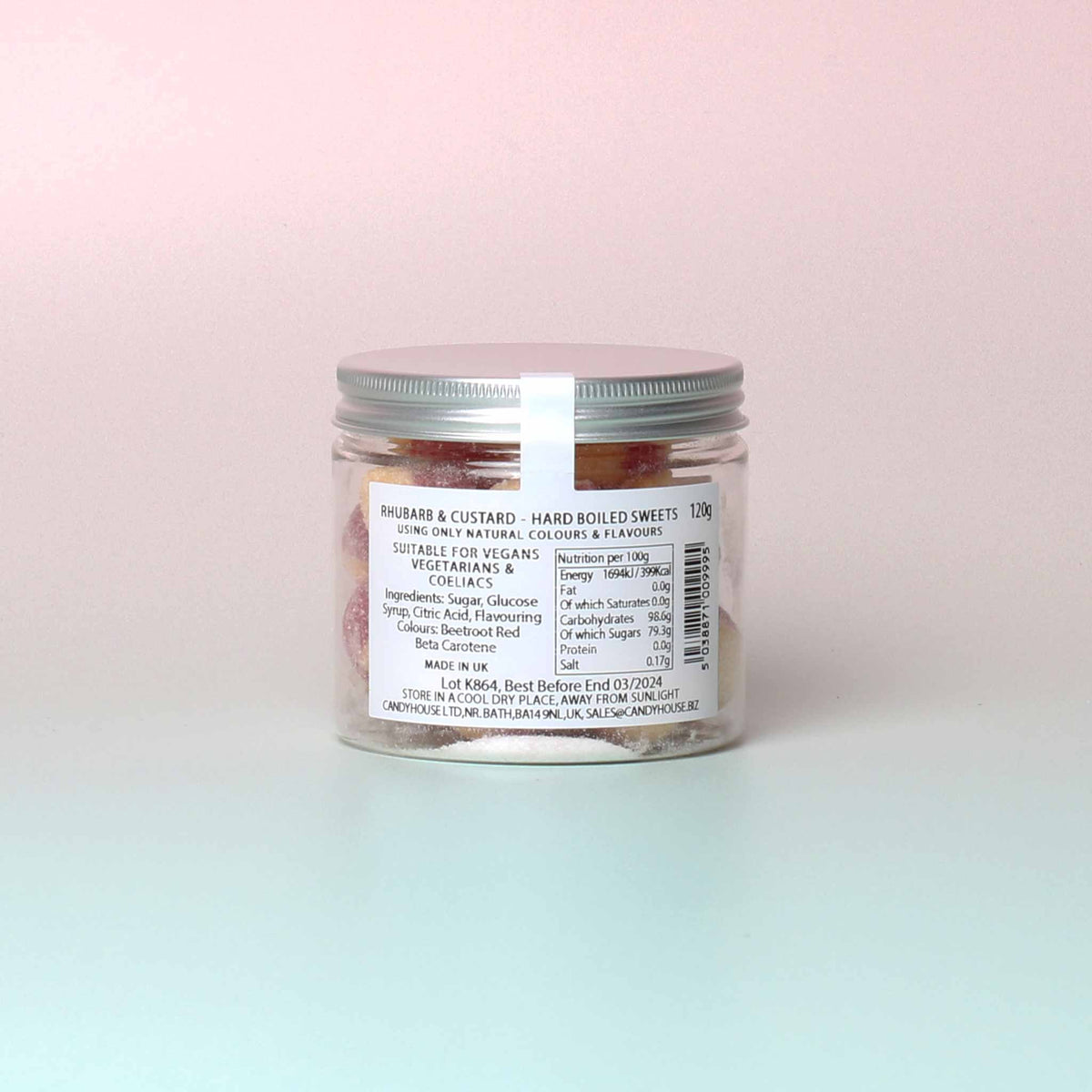 Candyhouse - Rhubarb & Custard Hard Boiled Sweets, 120g – Little Green ...